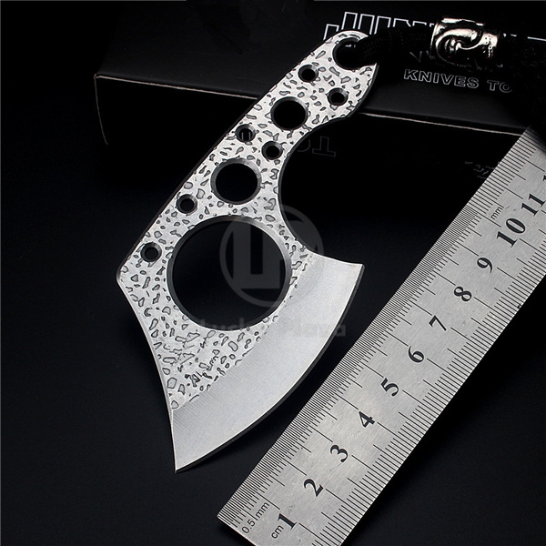 Small Fixed Blade Carryon Forged Axe Skinning Knife Finger Hole ...