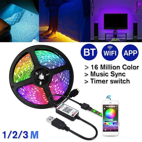 5V USB Power LED Strip Lights 5050 RGB TV Backlight bluetooth APP ...