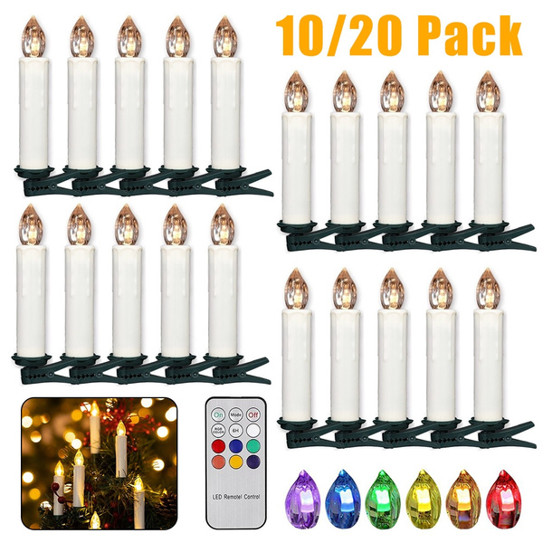 10/20 Pack Tree Decoration Wireless Remote Control 6 Colors LED Candles ...