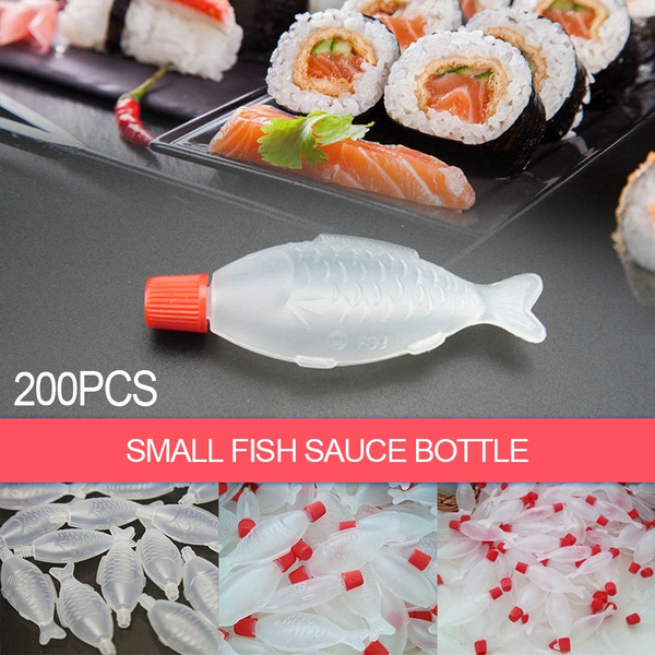 200pcs Mini Small Fish Shape Soy Sauce Sushi Plastic Container ...