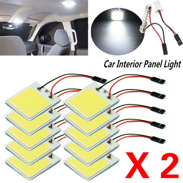 2Pcs White Car Interior Panel Light Dome Lamp Bulb 48 SMD COB LED T10 ...