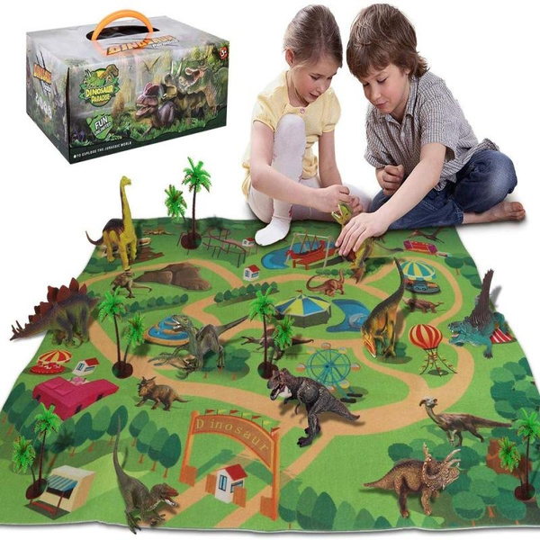 Dinosaur Toys Simulation Figure Activity Play Mat Educational Realistic ...