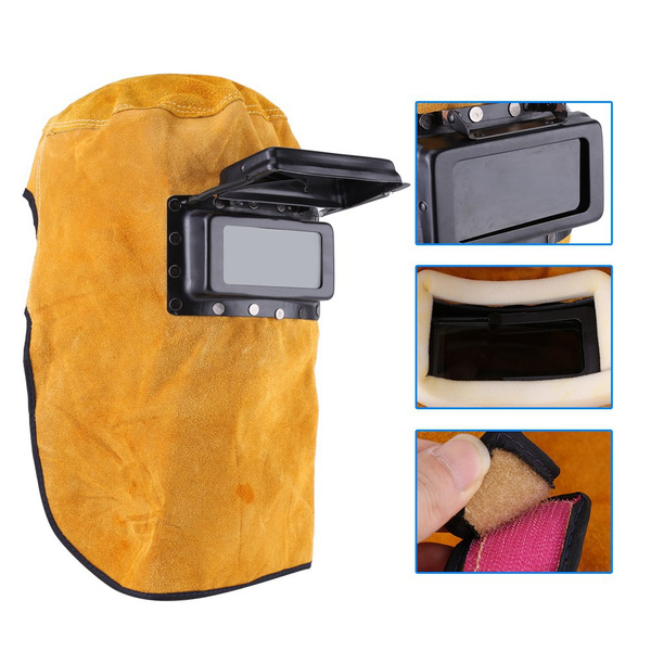 Welding Helmet Yellow Color Welder Cowhide Leather Welding Mask Slag ...