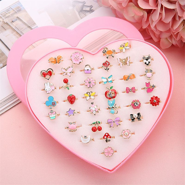 5pcs Fancy Adjustable Cartoon Rings Party Favors Kids Girls Action ...