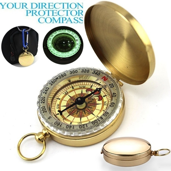 W5 Portable Pocket Brass Compass Retro Compass Outdoor Camping Hiking ...