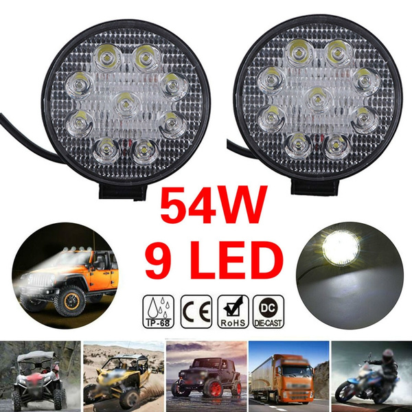 1/2Pcs Offroad 27W 9 LED Work lights Spot Round for Trucks Tractor Car ...