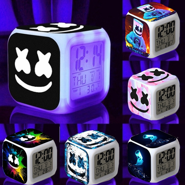 Marshmello Dj Alarm Clock Cool LED Clock Popular Pattern Night Light ...