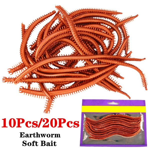 10/20Pcs Fishing Lure Soft Maggot Earthworm Plastic Artficial Bait ...