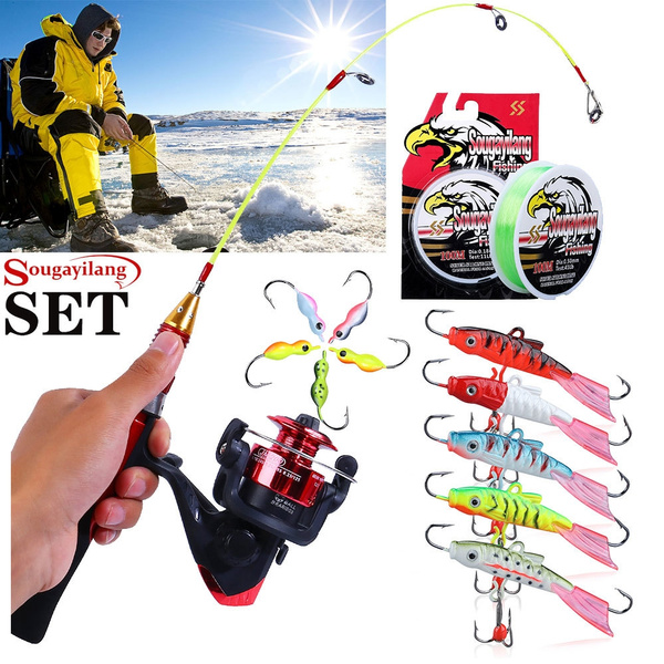 Ice Fishing Rod Reel Set with 2 Section 55cm Ice Fishing Rod and ...