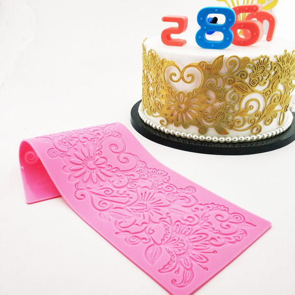 1pc Flower Rattan Lace Cake Embossing Mat Silicone Fondant Candy ...