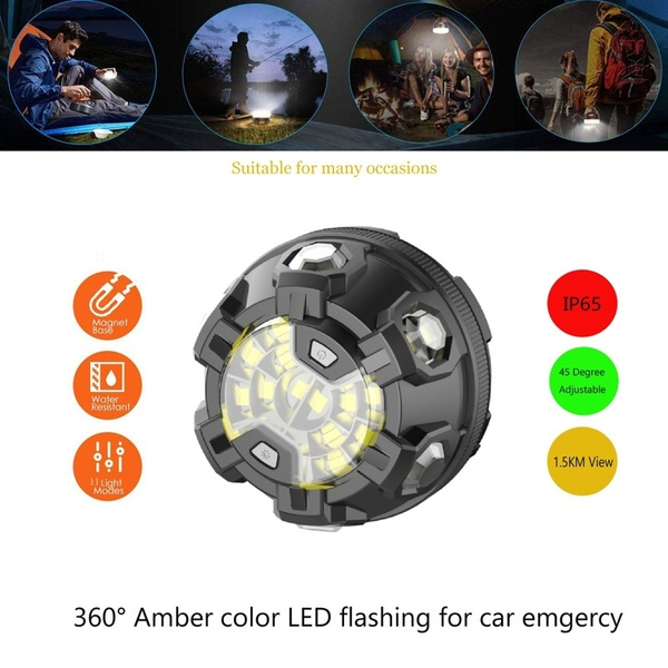 Portable 18LED 360° 11 Modes Emergency Light Magnet Base Fit Car ...