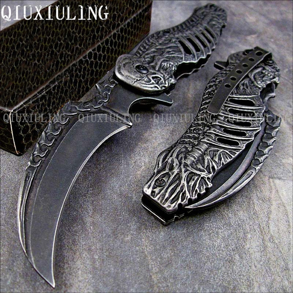 Grim Reaper Caribbean Style Karambit Spring Assisted Ballistic Open ...