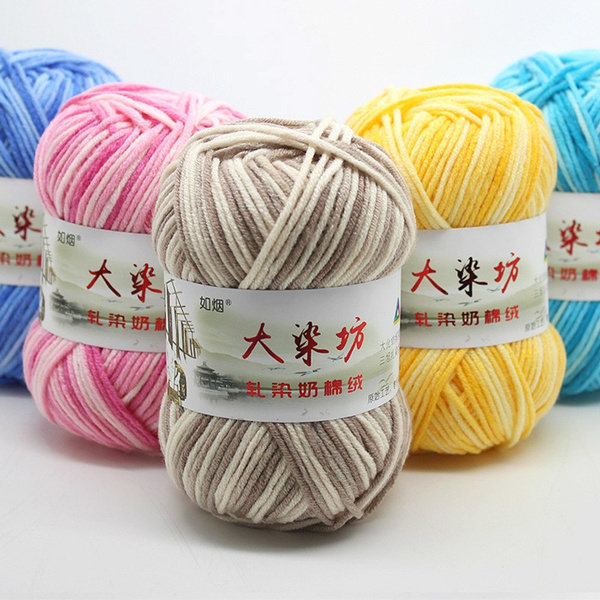 1 Roll/50g Popular Hand Dyed Smooth Milk Fiber Knitting Yarn Crochet ...