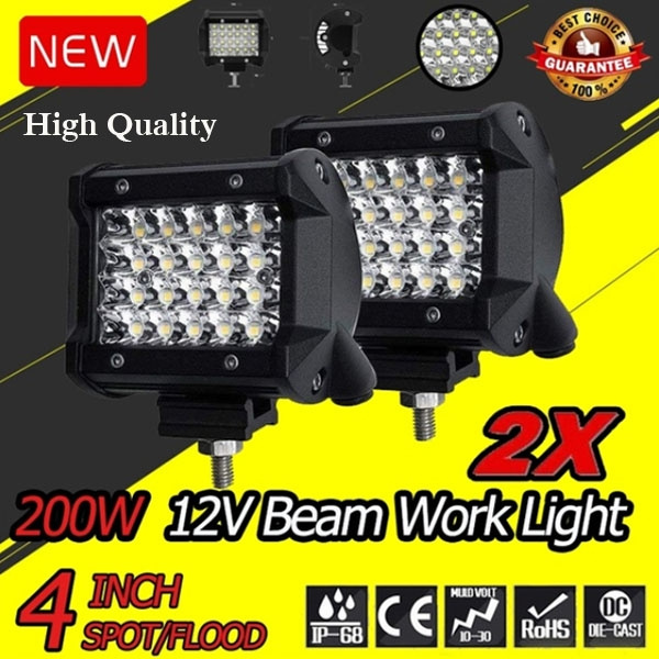 New Upgrade 2x 200W 4''Car LED Work Light Bar Spot Flood Beams Combo ...