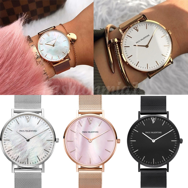 Fashion Women Gift Stainless Steel Band Analog Quartz Wristwatches ...