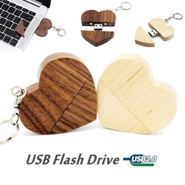Wooden Heart USB Flash Drive Pendrive 128GB 64GB 32GB 16GB 8GB U Disk ...