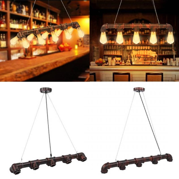 Retro Industrial Steampunk Lamp Iron Pipe Light Fixture Pendant Light ...