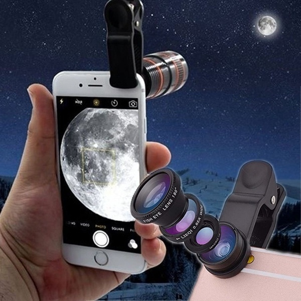 Universal 3-in-1 Multifunctional Phone Lens Kit Fish Lens+Macro Lens ...