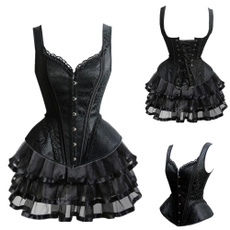 Wish Customer Reviews: Women Gothic Corset Dress Black Straps Corsets ...