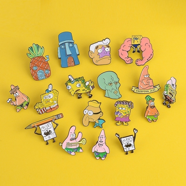 17 Style Cartoon Anime Spongebob Patrick Star Enamel Pins Collection ...