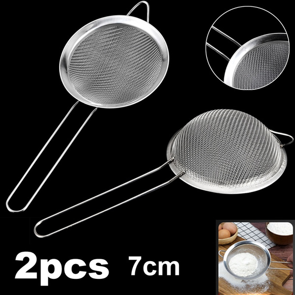 2pcs 7cm Stainless Steel Wire Mesh Skimmer Strainer Flour Sifter Sieve ...
