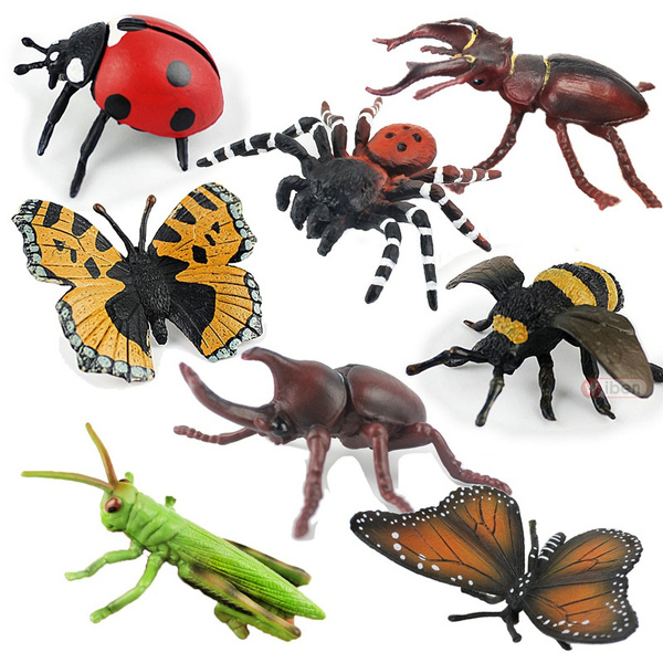 9pcs simulation insect model butterfly Seven Star Ladybug spade beetle ...