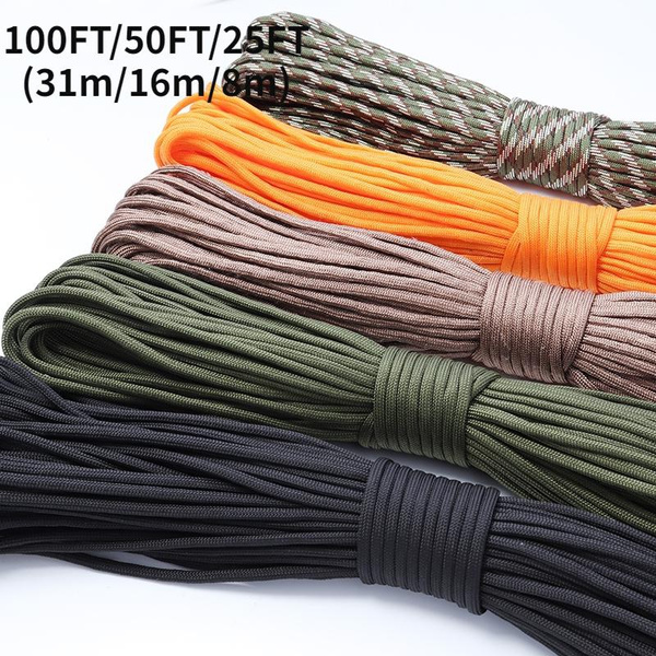 Paracord 550 7 Strand - Nylon Core and Shell 550 lb Tensile Strength 100FT/50FT/25FT (31m/16m/8m ...