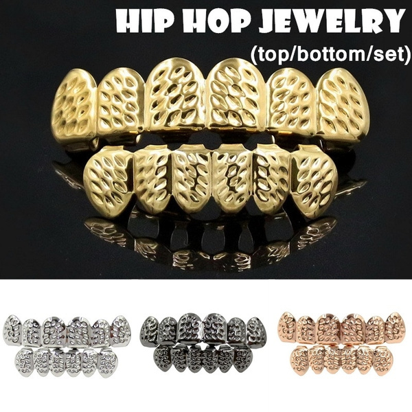 New Hip Hop Hot Custom Fit Gold Color Plated D-Cut Teeth Grillz Caps ...
