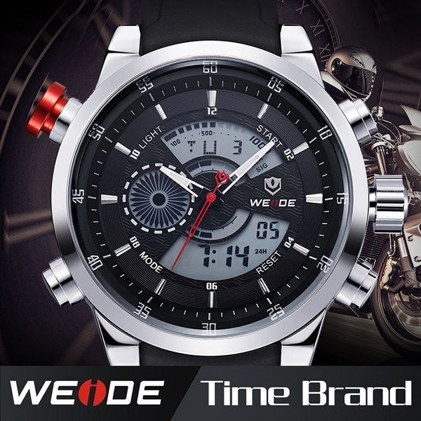 WEIDE Sporty Military Watch Water Resistant Quartz Digital Date Alarm ...