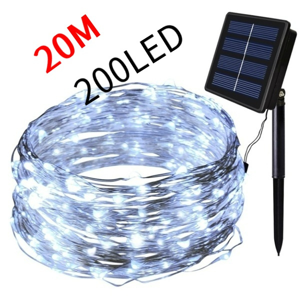 20/50/100/150/200LEDSOutdoor Solar Powered Copper Wire String Lights ...