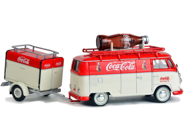 1960 Volkswagen T1 Kombi Van with Trailer Red and Cream "Coca Cola" 1/ ...