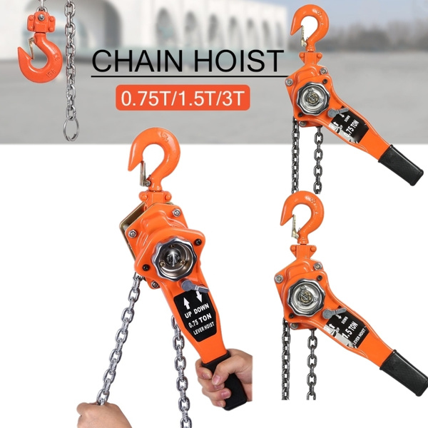 0.75 / 1.5 Ton Chain Hoist 10 FT Lift Lever Block Chain Hoist 1650LBS ...