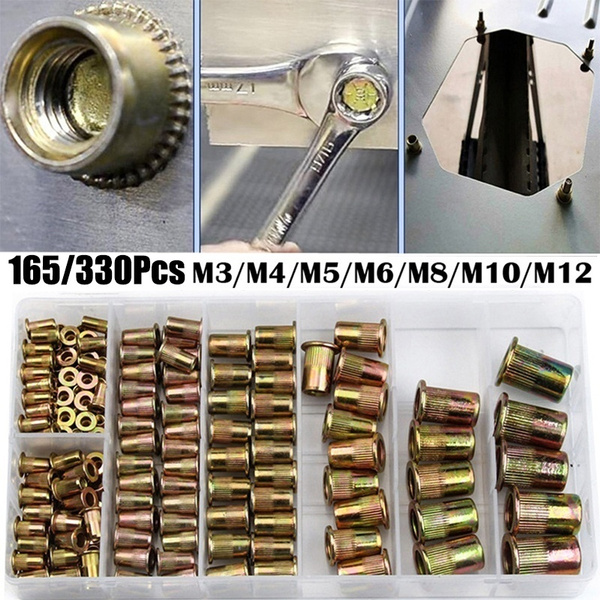 New Arrival 165Pcs M3-M12 Rivet Nut Kit Zinc Plated Carbon Steel ...