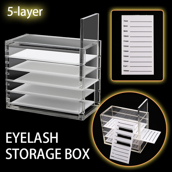 5 Layers Clear Eyelash Storage Box Acrylic Individual Lash Plate Pallet ...