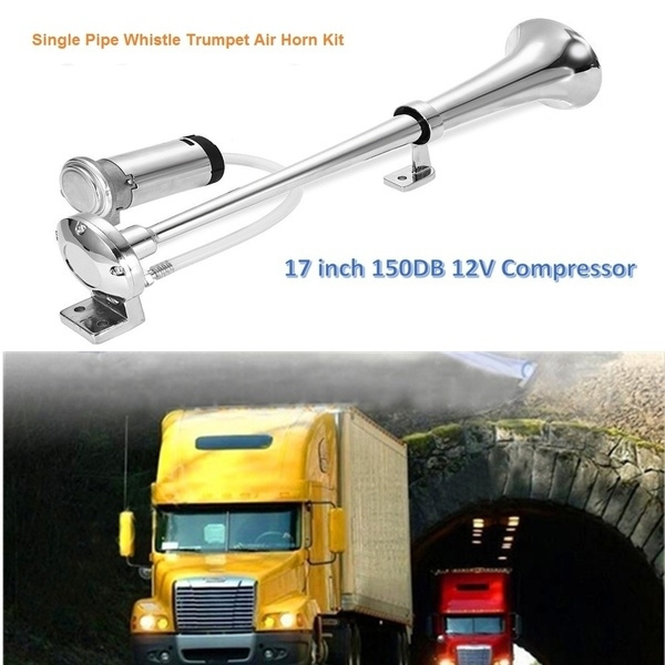 17 inch 150DB 12V Compressor Single Pipe Whistle Trumpet Air Horn Kit ...