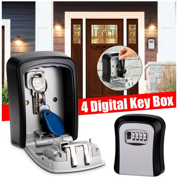 Aluminum Key Lock Box, 4 Digit Combination Lock Box, Wall Mounted Key ...