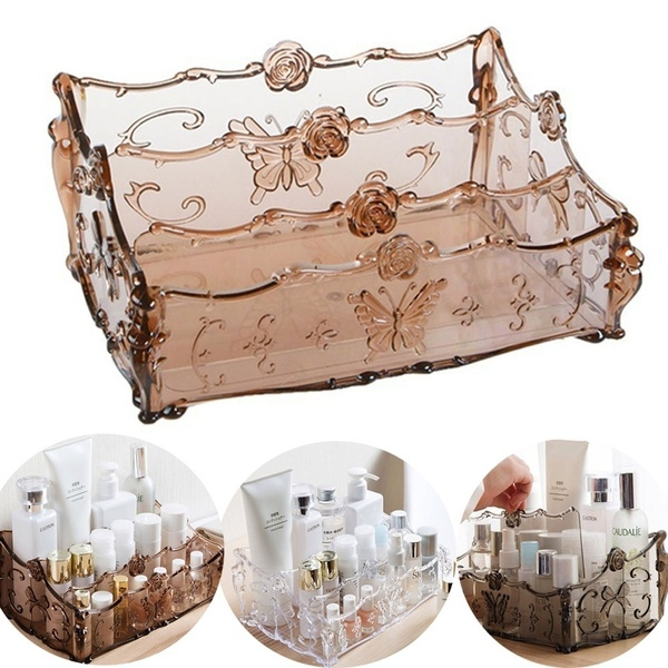 Embossed Transparent Cosmetic Organizer Makeup Box Receiving Box(Size ...