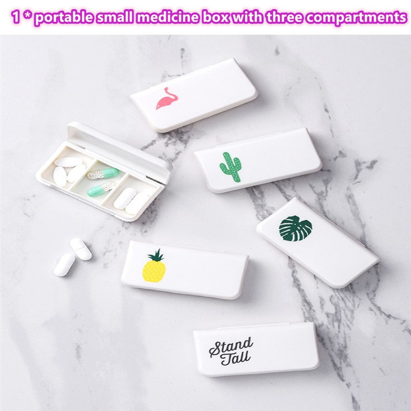 Portable small medicine box three compartments packing box sealed ...