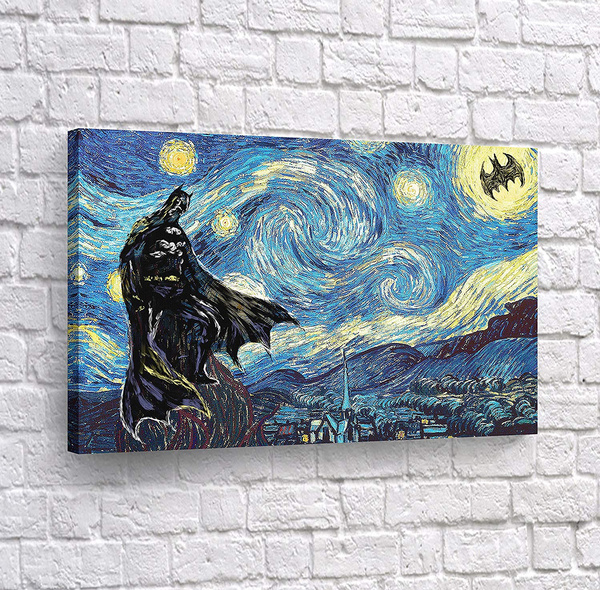 Batman Wall Art Stary Nights Warrior Canvas Print Decorative Artwork ...