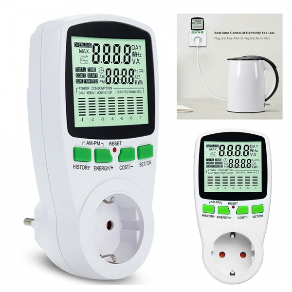 Digital Power Meter Socket Electric Wattmeter Energy Consumption ...