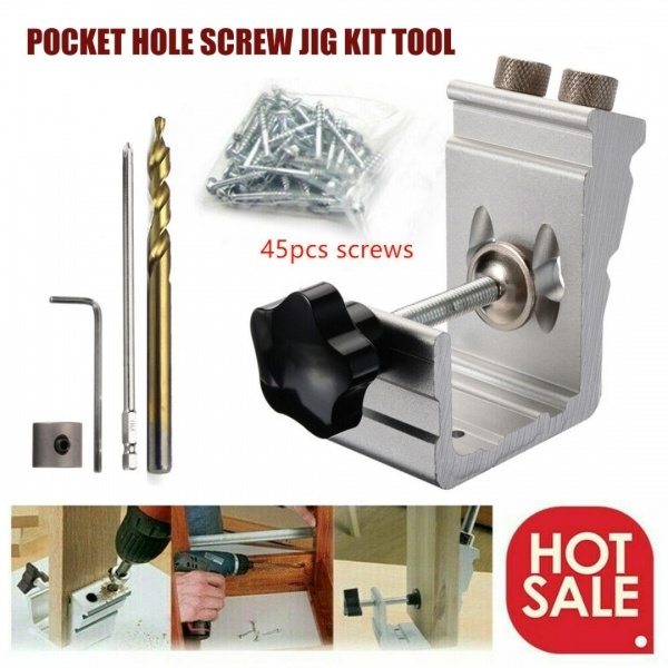 1 Set Pocket Hole Screw Jig Kit Tool Heavy Duty Woodworking Drill 850 ...
