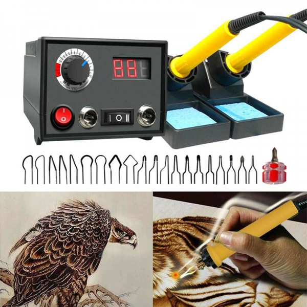 220V Wood Burner Pyrography Pen Burning Machine Gourd Wood Crafts Tool ...