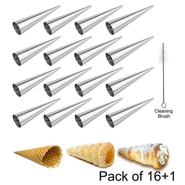 16pcs High Quality Conical Tube Cone Roll Moulds Stainless Steel Spiral ...