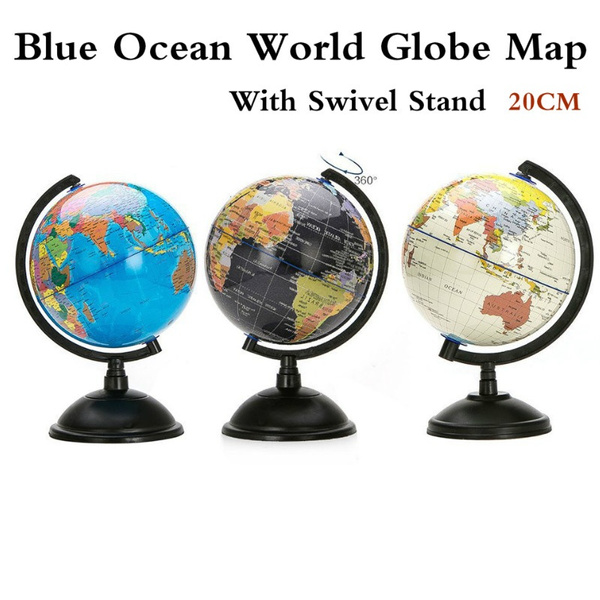 20cm Blue Ocean World Globe Map With Swivel Stand Geography Educational ...