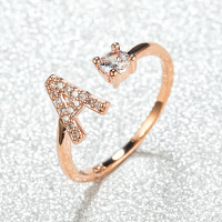 Hot Fashion 925 Sterling Silver/18K Rose Gold 26 Letter Ring Name Ring ...