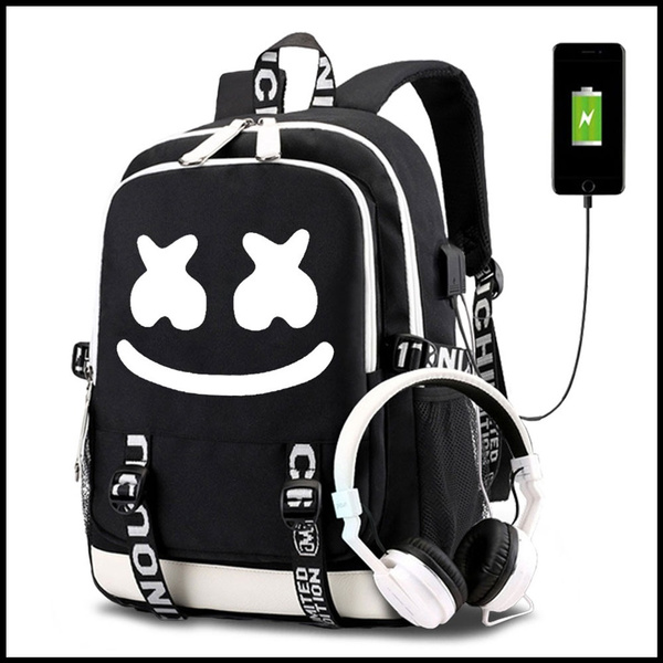 DJ Marshmello Boys Backpack USB Charging Backpack Students School ...