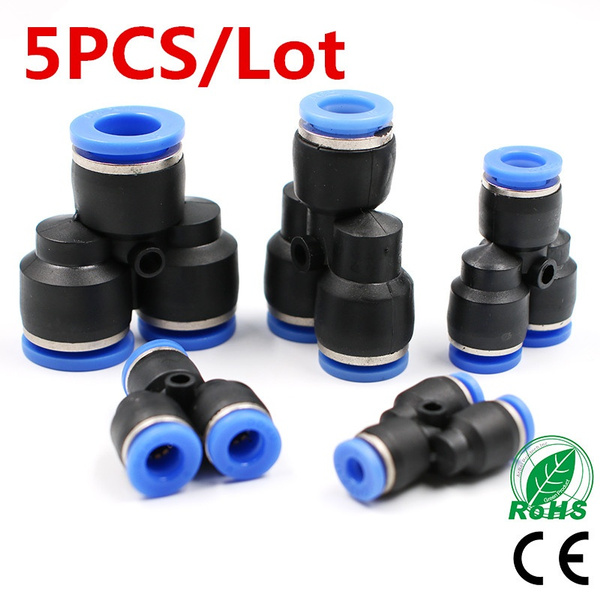 5Pcs "Y" Pneumatic Connector Tee Union Push In Fitting for Air Pipe ...