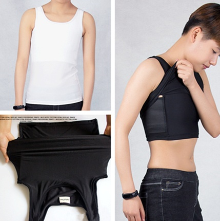 HaleyChan Mesh Stretchy Pullover Chest Binder Tank Top for Tomboy Trans ...