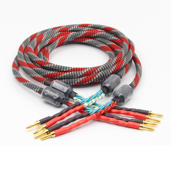 One Pair oxygen-free copper audio speaker cable HI-FI high-end ...