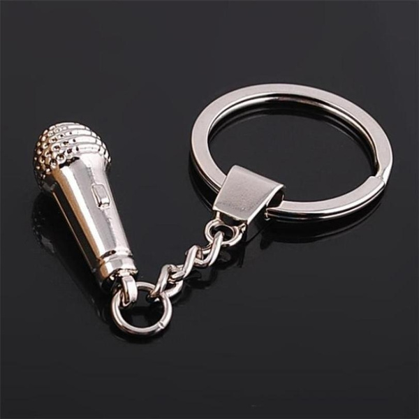 Creative Simulation Microphone Pendant Styling Keychain Keyring Keyfob ...